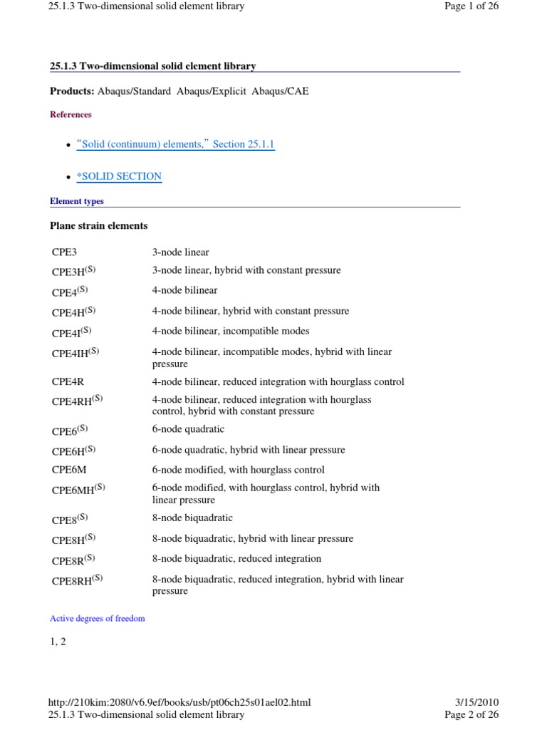"Solid (Continuum) Elements," Section 25.1.1 | PDF | Deformation ...