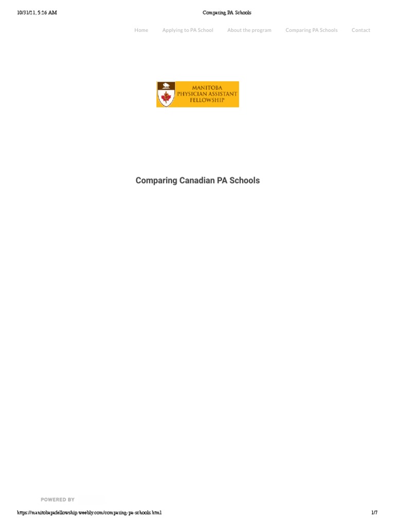 Comparing Canadian PA Schools | PDF | Health Sciences | Higher Education