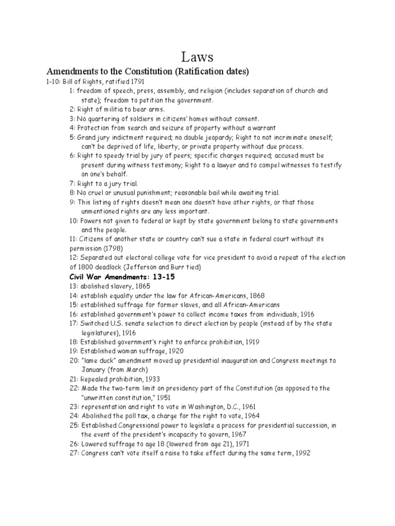 Amendments To The Constitution (Ratification Dates) | PDF | Sioux ...