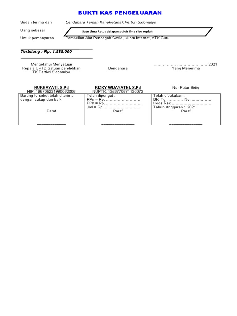 Bukti Kas Pengeluaran | PDF