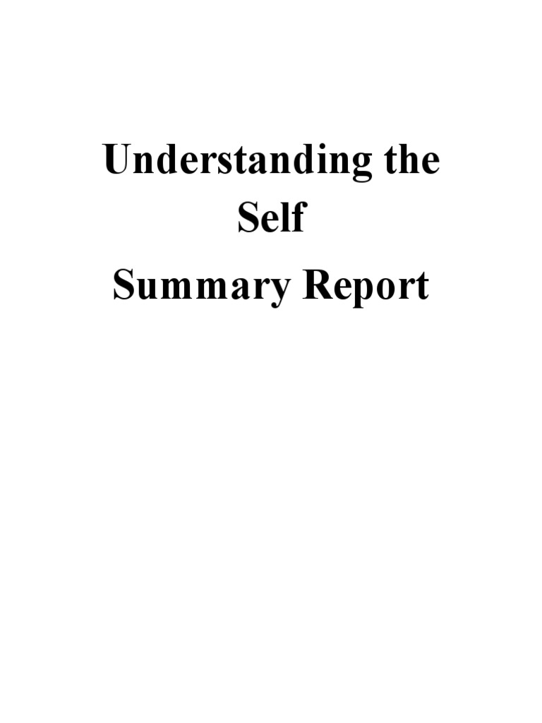 Understanding The Self - Summary Report | PDF | Psychology | Mind