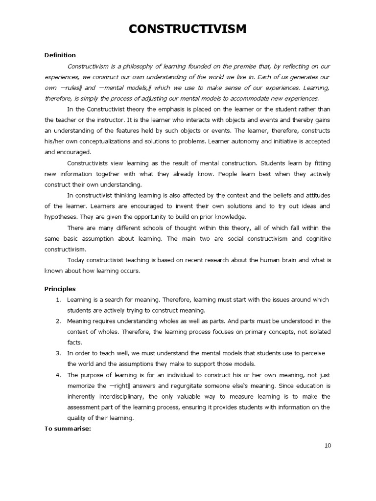 Understanding Constructivism: An Exploration of the Learning Theory ...