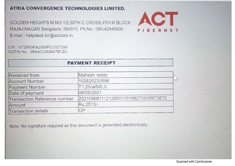 Payment Proof | PDF