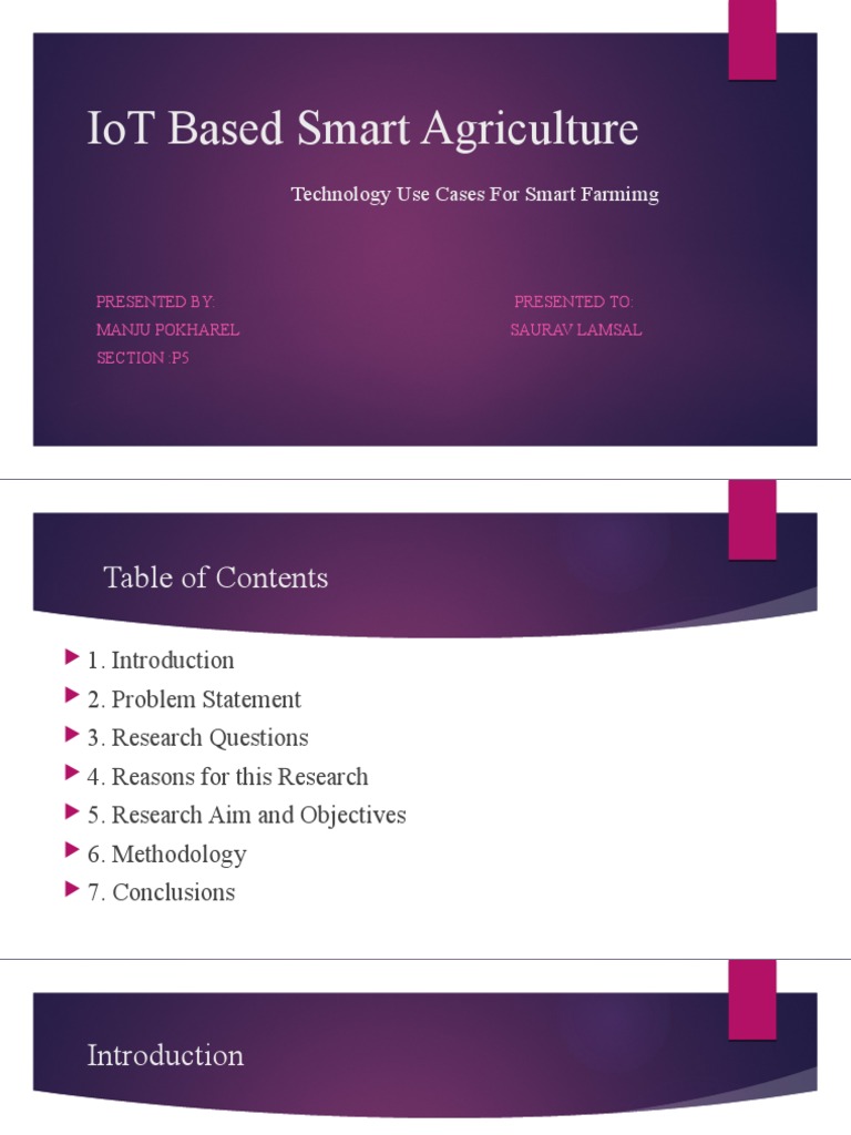 IoT Based Smart Agriculture | PDF | Internet Of Things | Agriculture