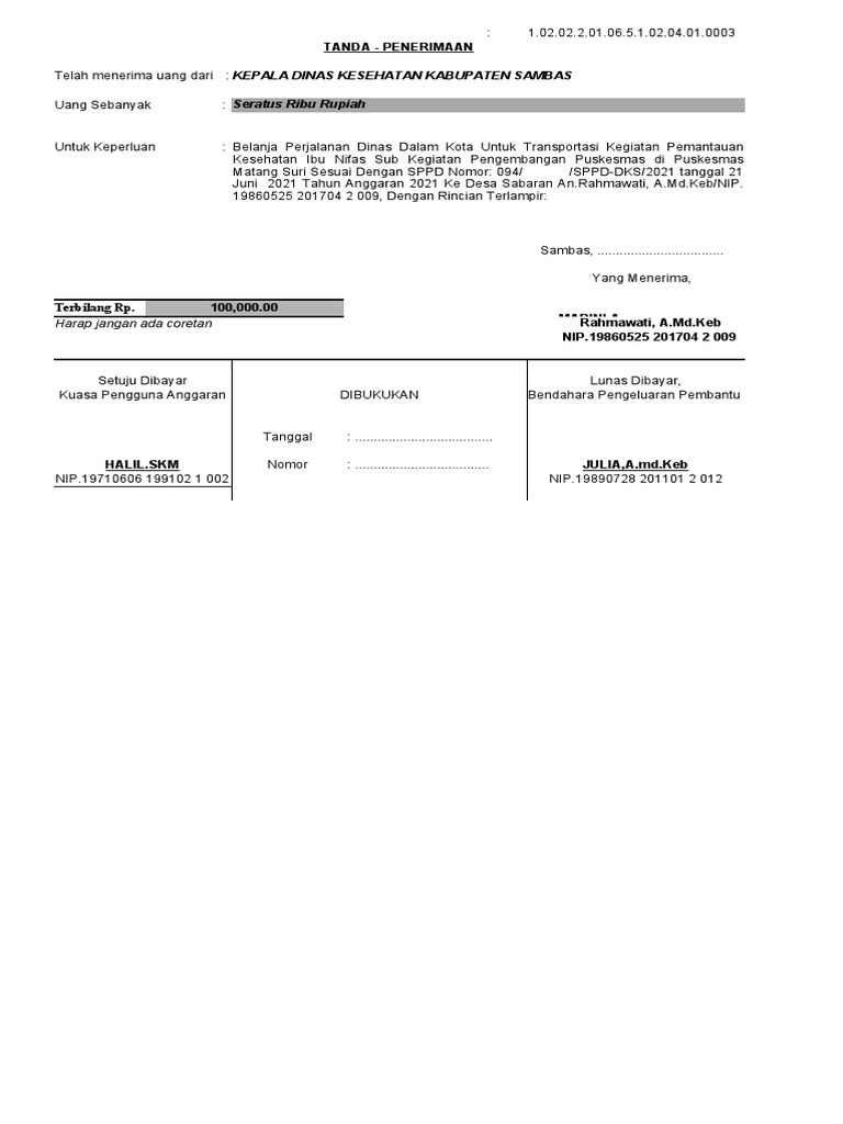 Contoh SPJ Transport Lokal | PDF