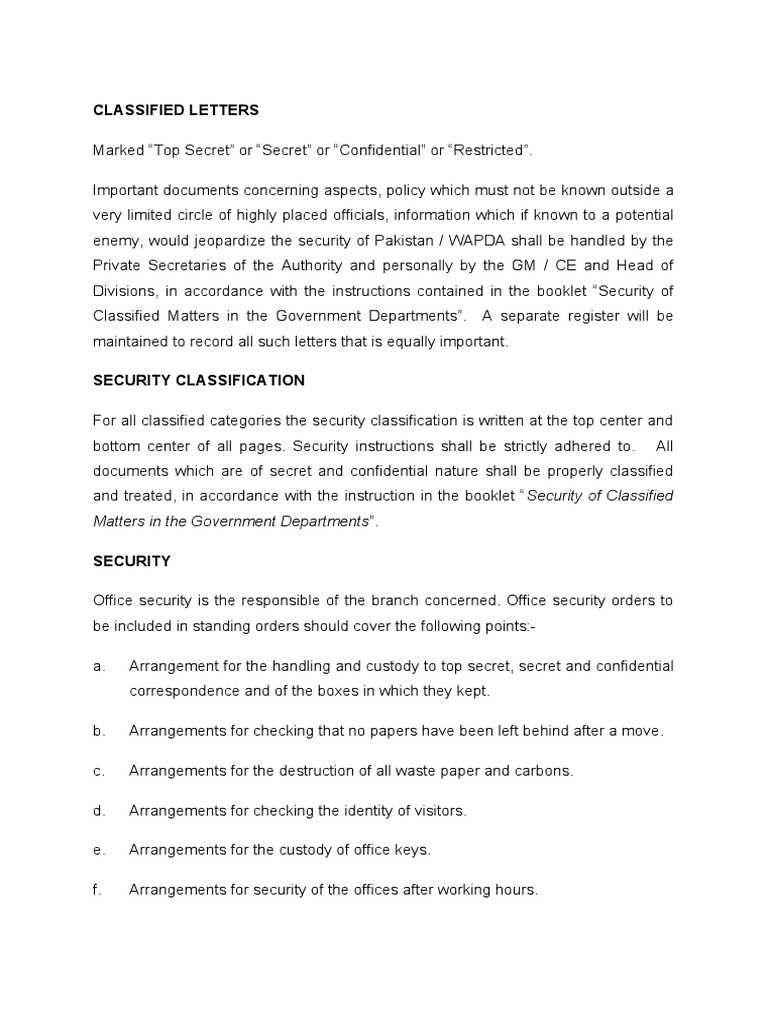 Security Classification of Classified Letters | PDF | Social Science ...