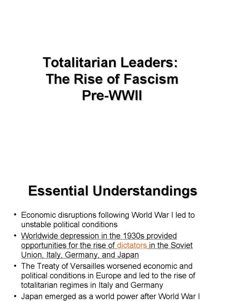 Totalitarian Leaders: The Rise of Fascism Pre-WWII | PDF | Communism ...