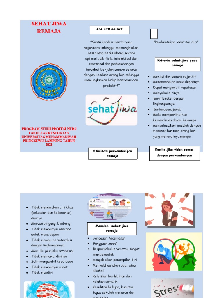 Leaflet Sehat Jiwa Remaja | PDF | Karier & Perkembangan | Pengembangan Diri