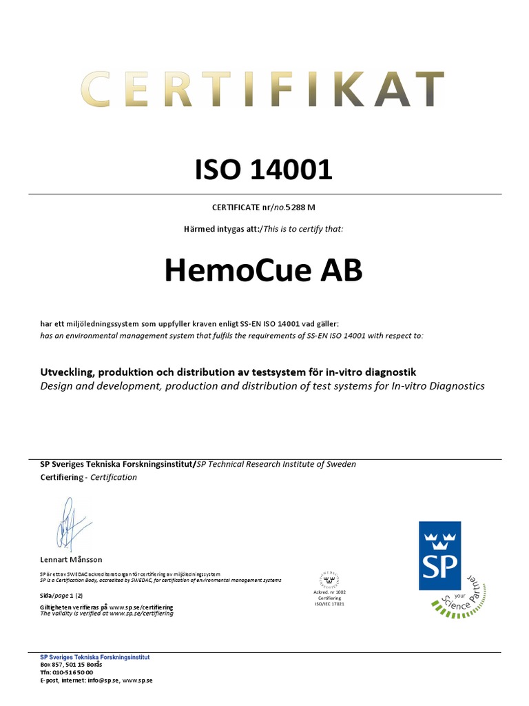 ISO 14001 Certificate | PDF