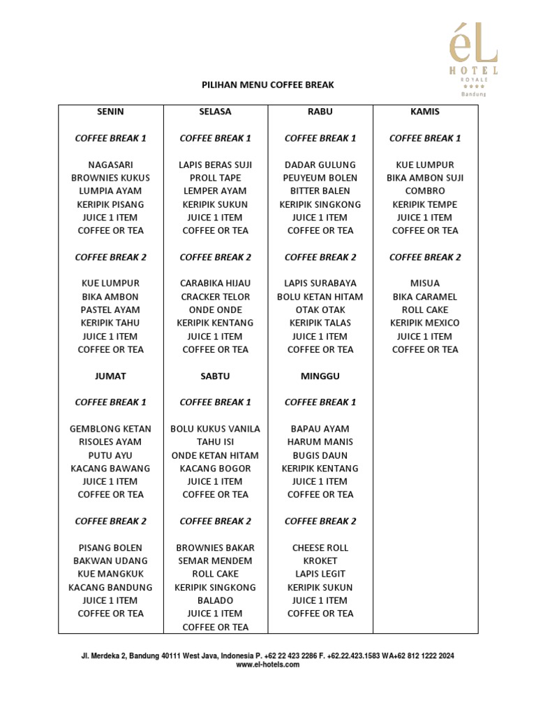Menu Coffee Break.2 | PDF | Snack Food | Indonesian Cuisine