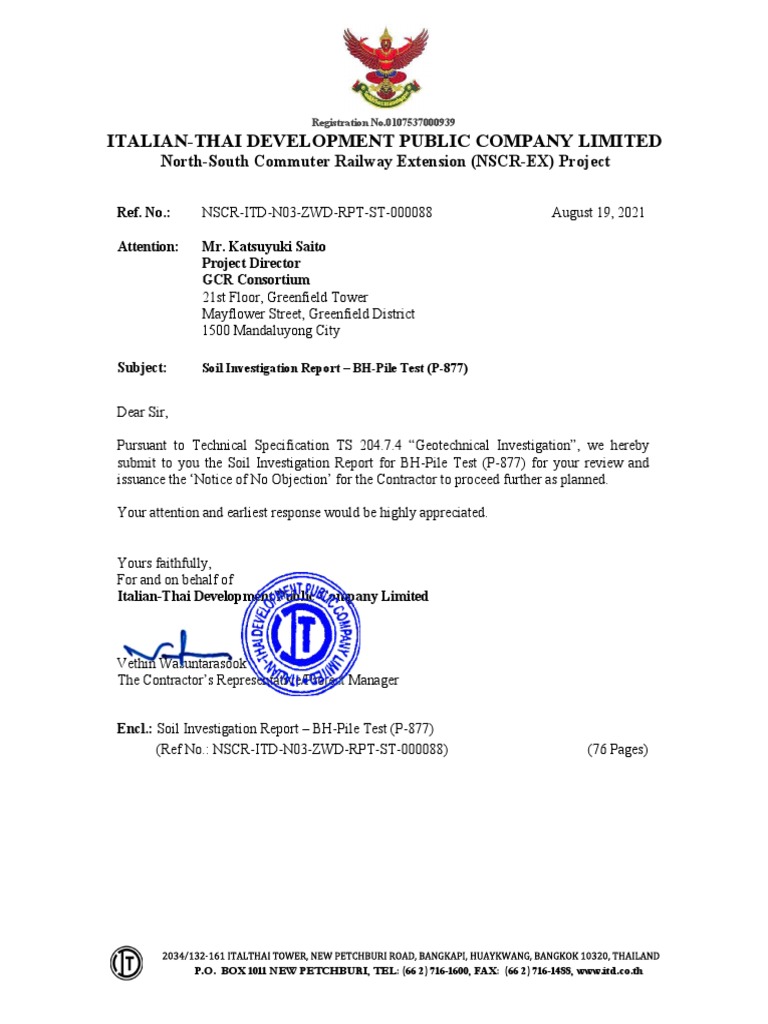Soil Investigation Report - BH Pile Test (P 877) (Rev.0) (NSCR ITD N03 ...
