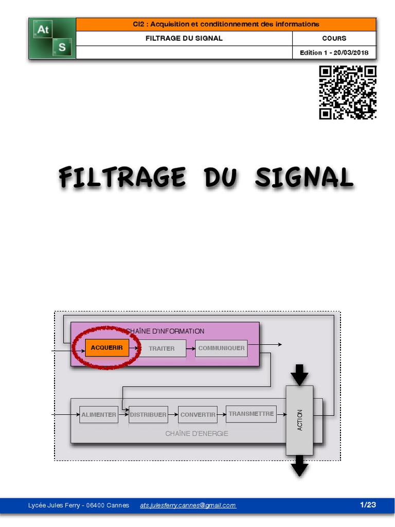 Filtrage 1 | PDF | Filtre (électronique) | Filtre passe-bas