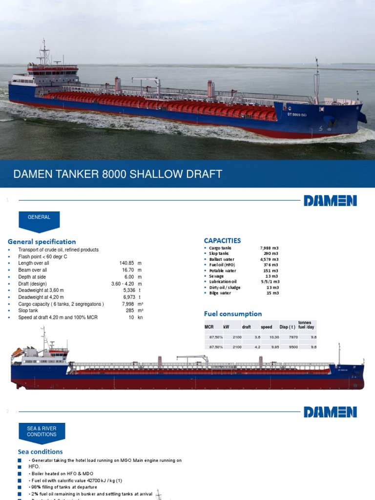 Damen 8000 Shallow Draft Tanker Specs | PDF | Fuel Oil | Oil