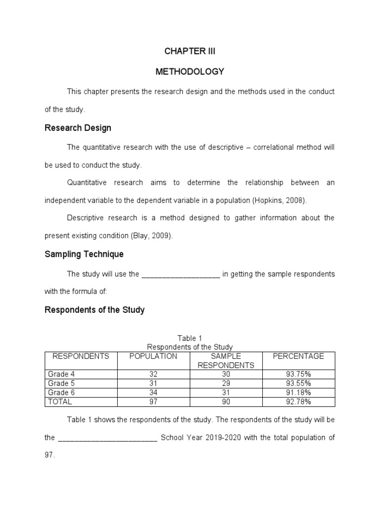 Sample Chapter III Quantitative | PDF | Statistics | Survey Methodology