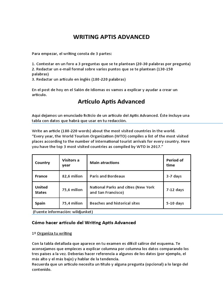 Writing Aptis Advanced | PDF
