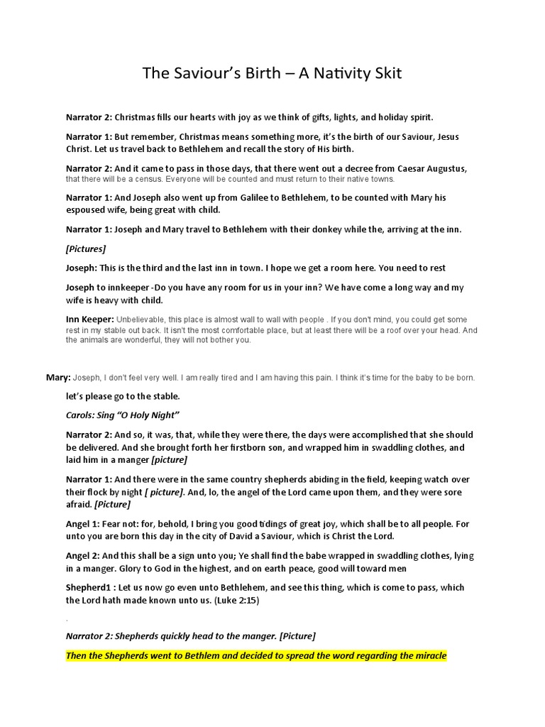 Nativity Skit: The Saviour's Birth | PDF | Nativity Of Jesus | Jesus