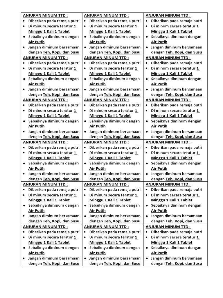 Anjuran Minum TTD | PDF