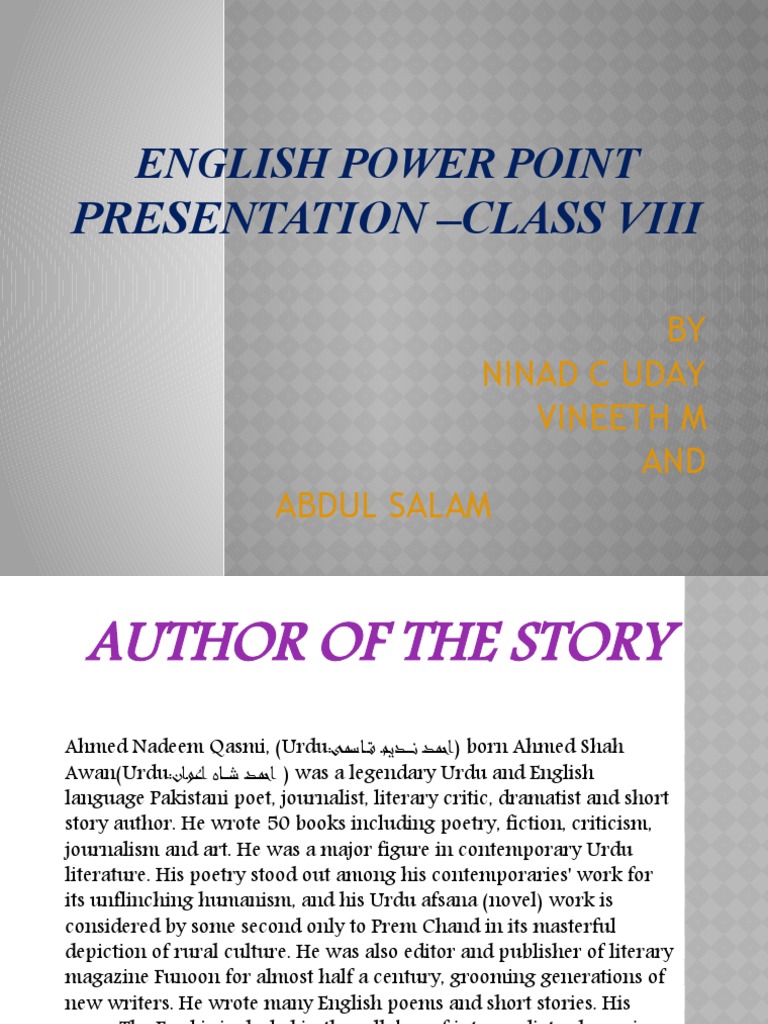 English Power Point: Presentation - Class Viii | PDF