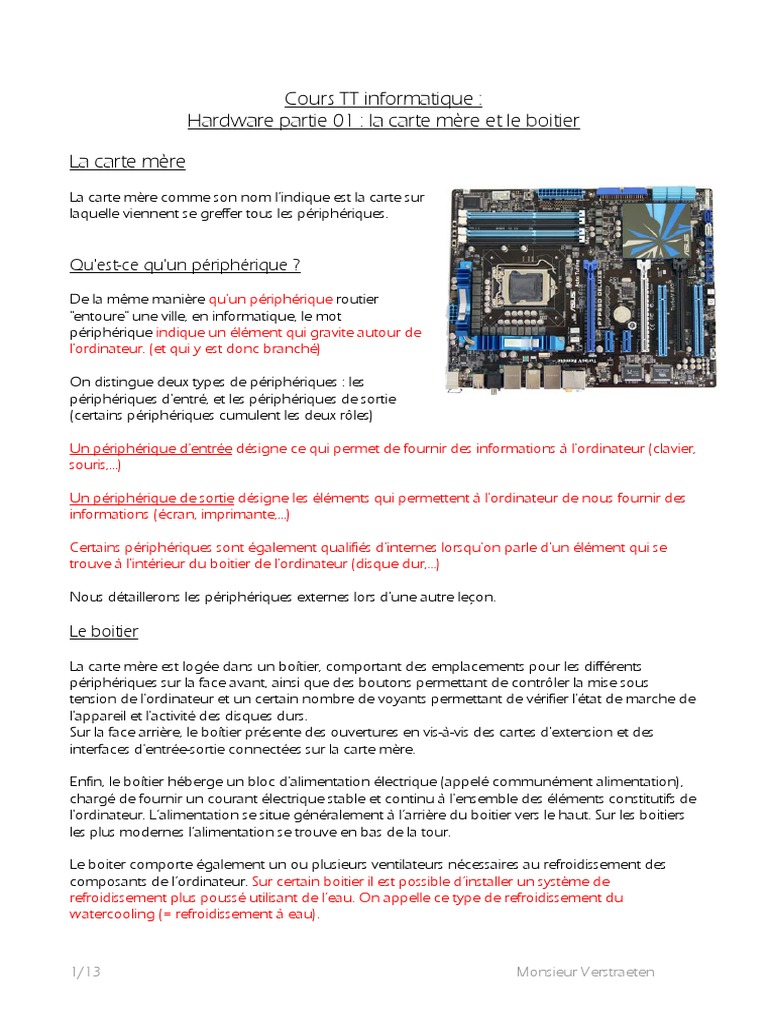 Introduction au Hardware et Périphériques | PDF | USB | Périphérique ...