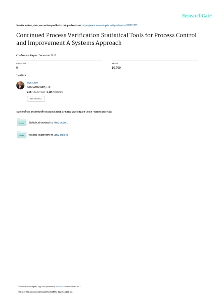 Continued Process Verification Tools Methods June 2017 | PDF ...
