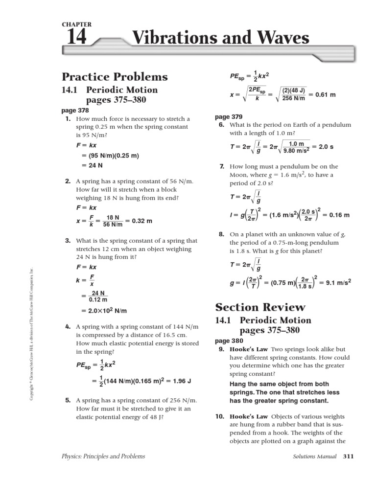 CH 14 Solutions-Vibrations and Waves | PDF | Waves | Frequency