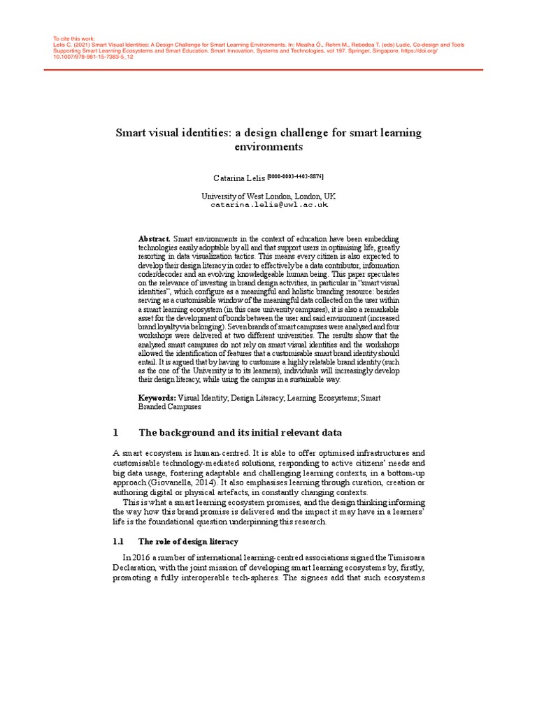 Smart Visual Identities in Learning Environments | PDF | Brand | Learning