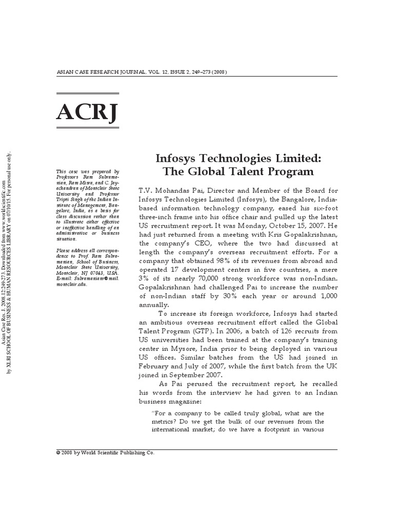 Infosys - HRM Case Study | PDF | Recruitment | Employment