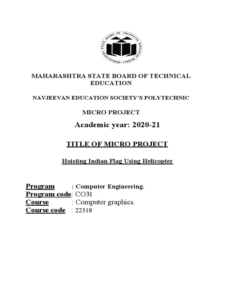 Micro Project Sample Word | PDF | Computer Graphics | 2 D Computer Graphics