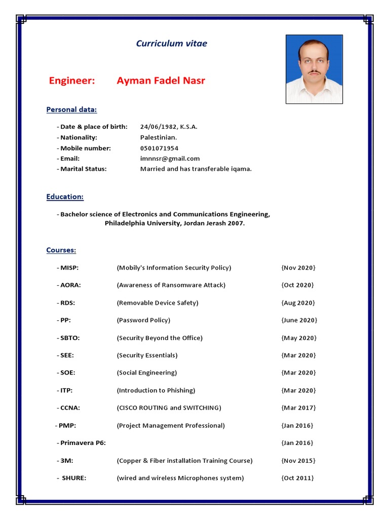 Ayman Naser Curriculum Vitae | PDF | Computing | Computer Science