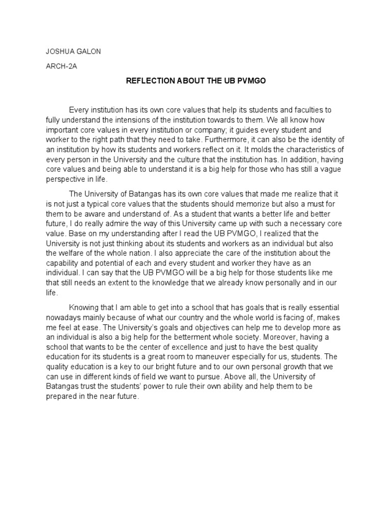 Reflection About The Ub Pvmgo-Galon | PDF