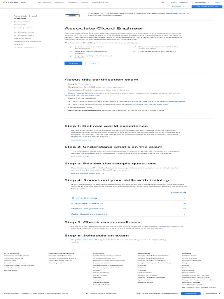 Associate Cloud Engineer Certification - Certifications - Google Cloud ...