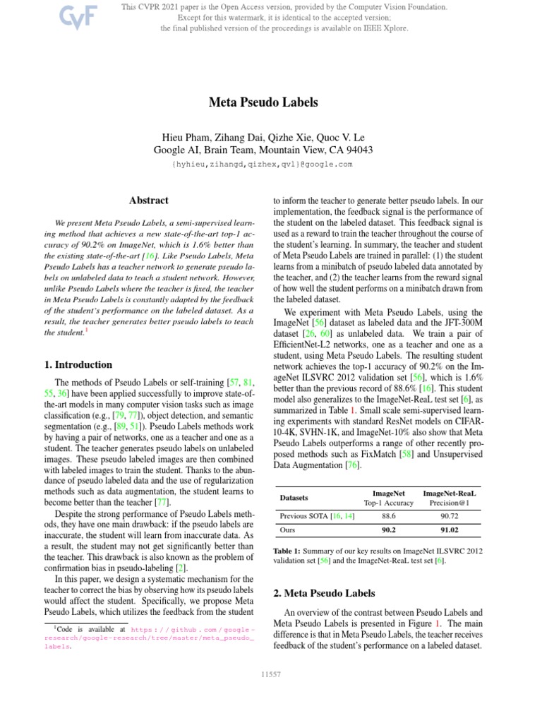 Meta Pseudo Labels: A Semi-Supervised Learning Method that Achieves State-of-the-Art Image ...