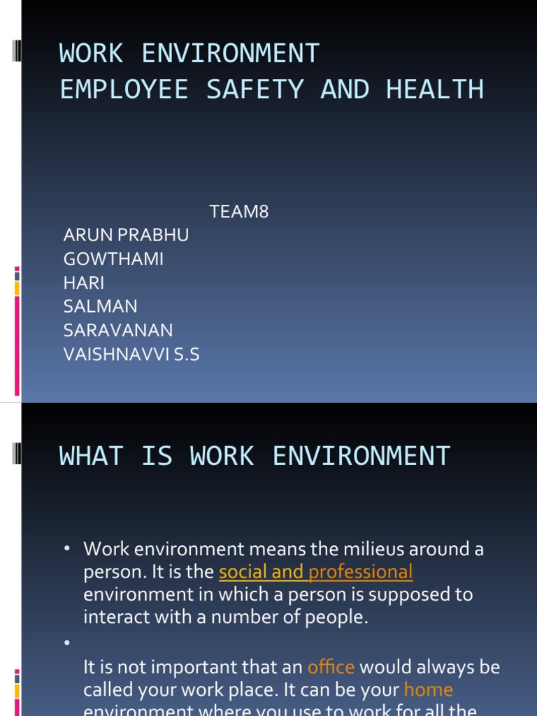 Work Environment | PDF | Occupational Safety And Health Administration ...