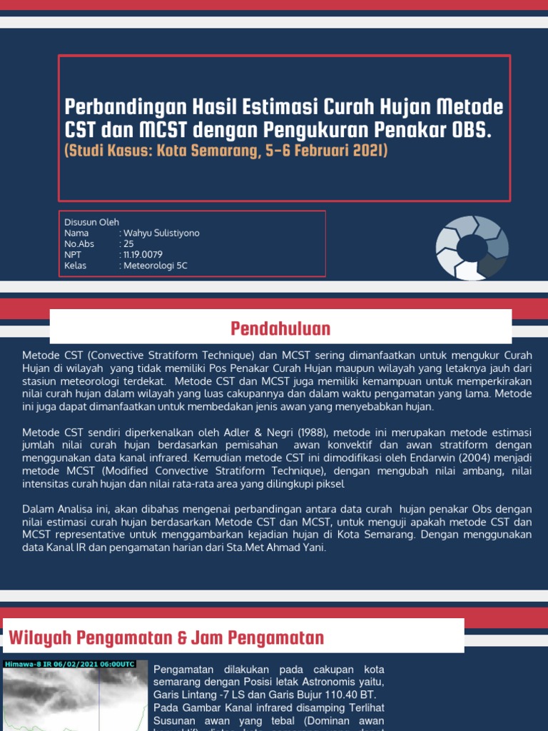 Estimasi Curah Hujan Dan Penentuan Tipe Awan Penghasil Hujan Dengan Metode CST & MCST | PDF
