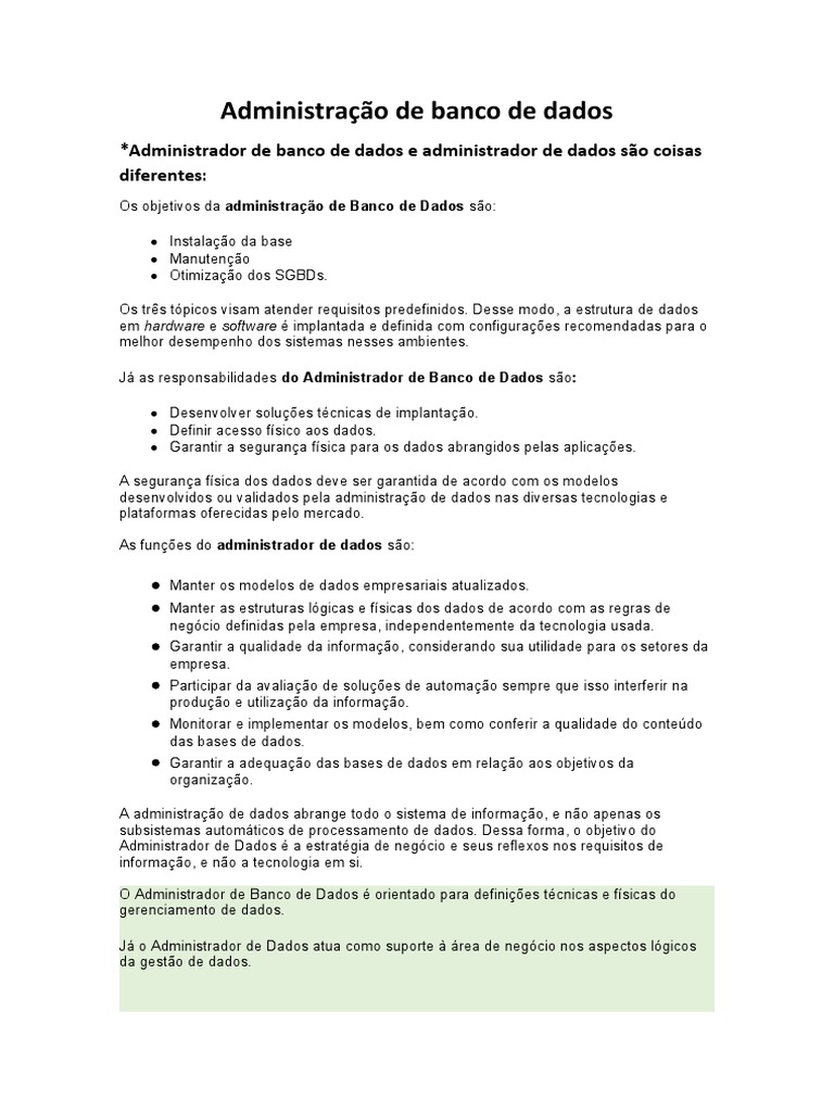 Administração de Banco de Dados | PDF | Microsoft SQL Server | Bancos ...