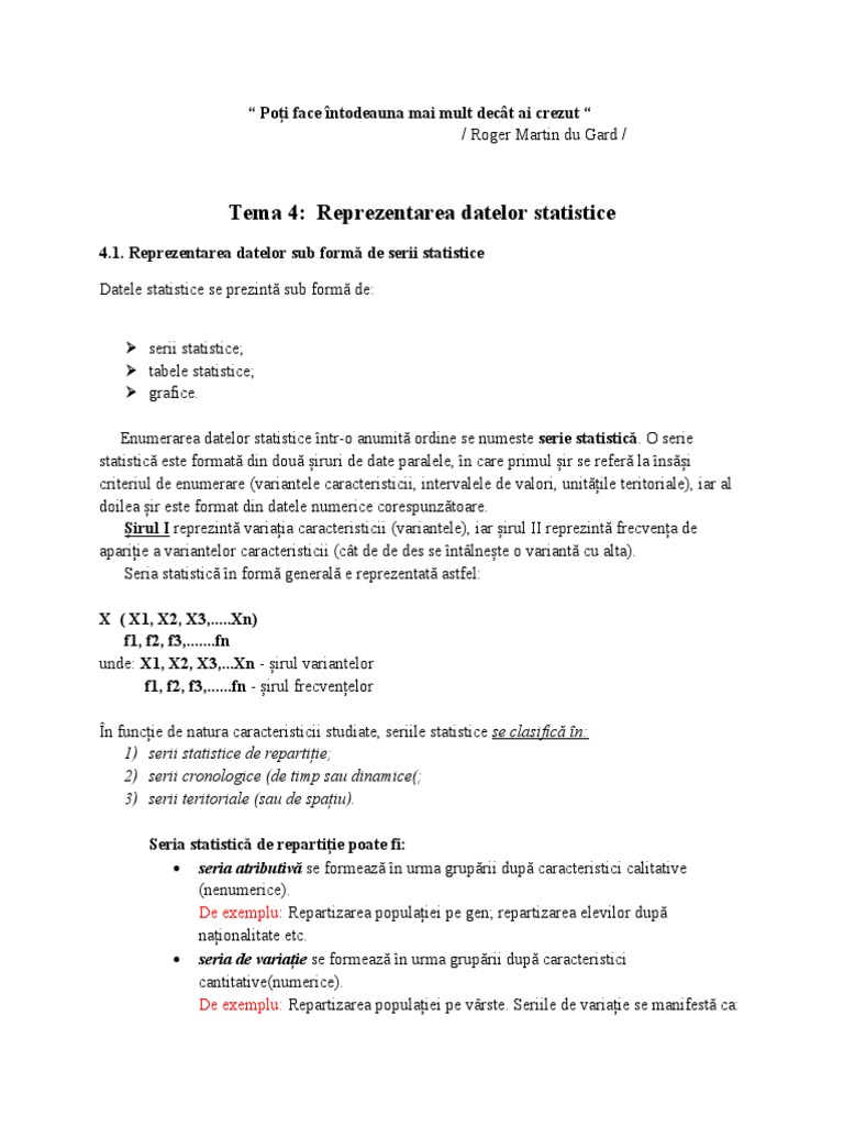 Lectia 4 Reprezentarea Datelor Statistice | PDF