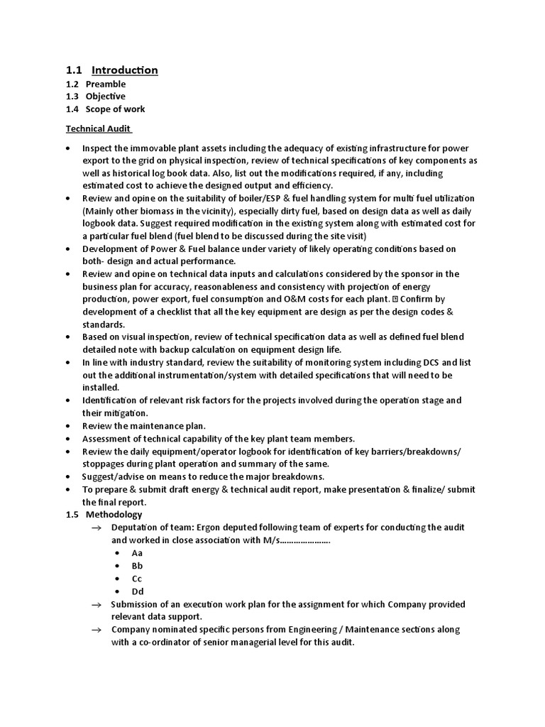 Technical Audit Report Overview | PDF | Boiler | Fuels