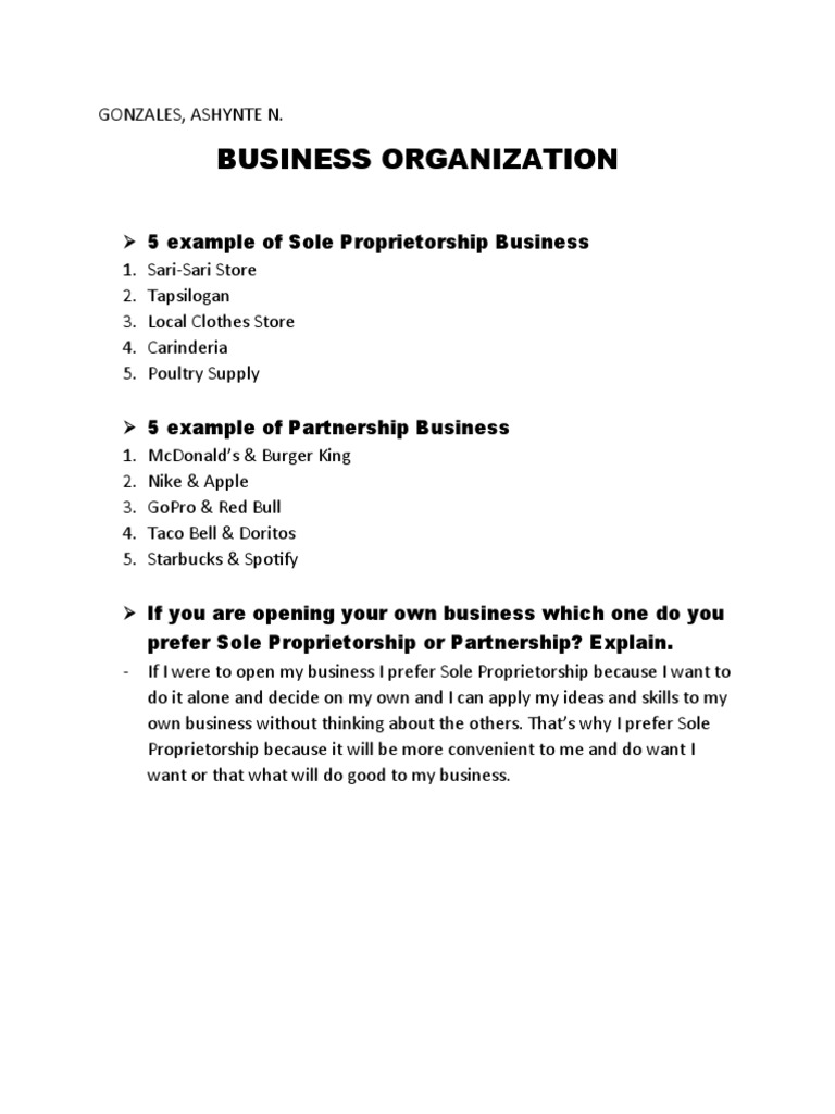 Business Organization Activity | PDF | Self-Improvement