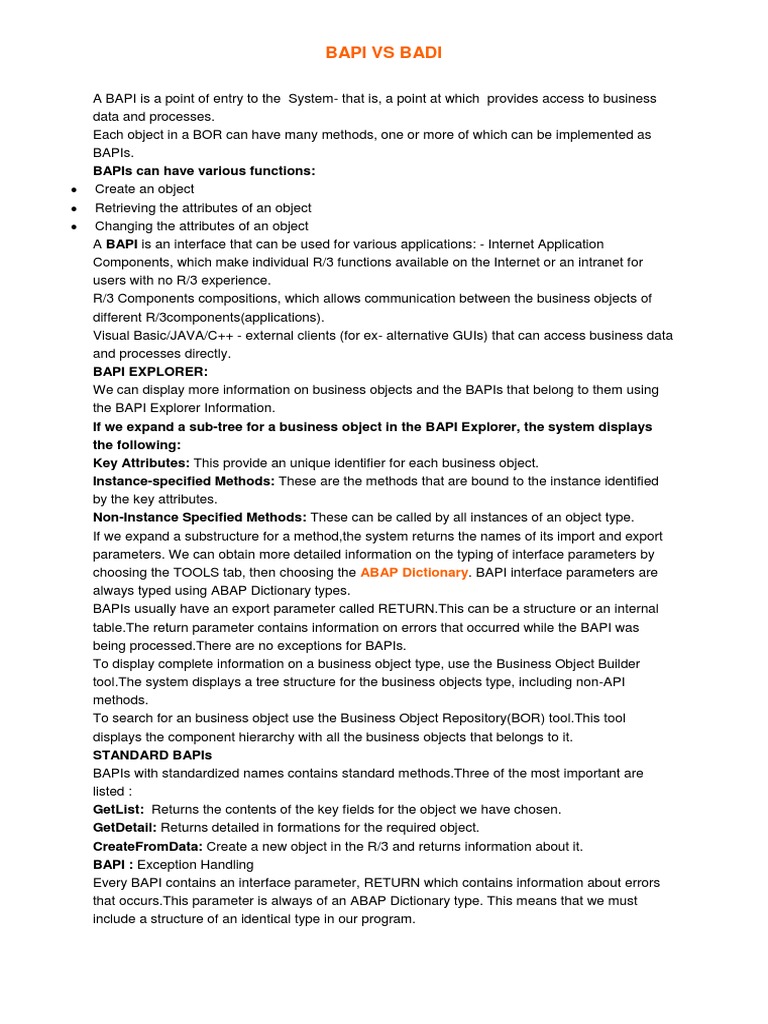 Bapi VS Badi | Download Free PDF | Object (Computer Science) | Method (Computer Programming)