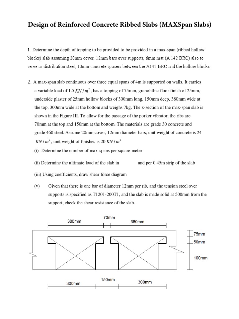 Design of Max-Span Ribbed Slabs | PDF