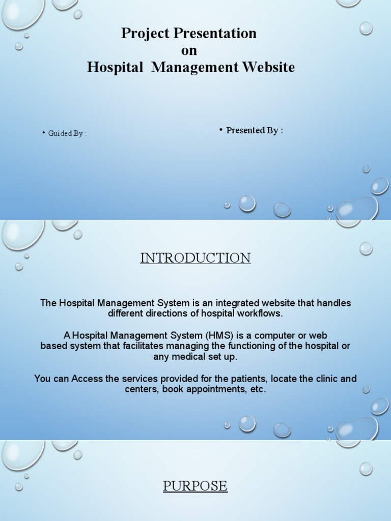Project Presentation On Hospital Management Website: - Presented by ...