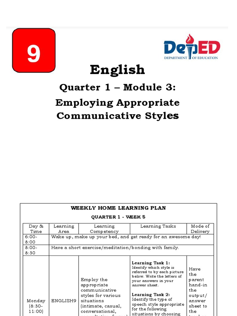 Eng9 wk5 | PDF | Speech | Learning
