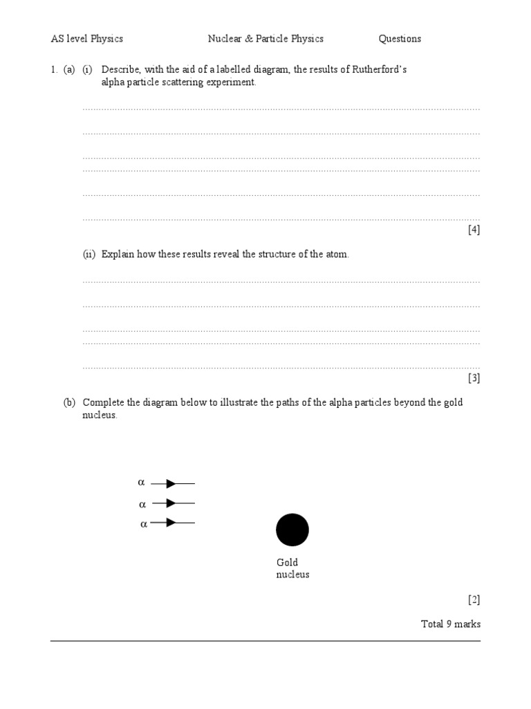 AS Level Physics: Nuclear & Particle Questions | PDF | Nuclear Physics ...