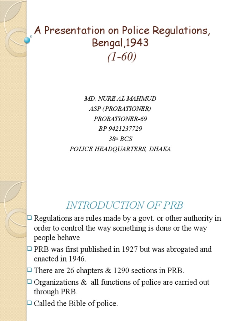 A Presentation On Police Regulations of Bengal (1-60) | PDF ...