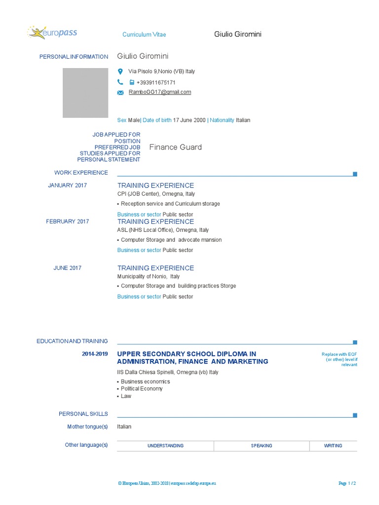 Ecv - Template - en Giulio Giromini | PDF | Communication | Cognition