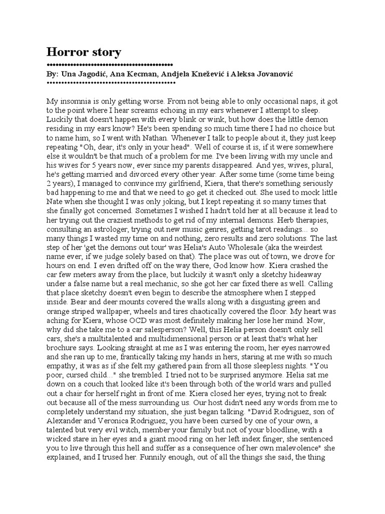 Horror Story, English Class | PDF