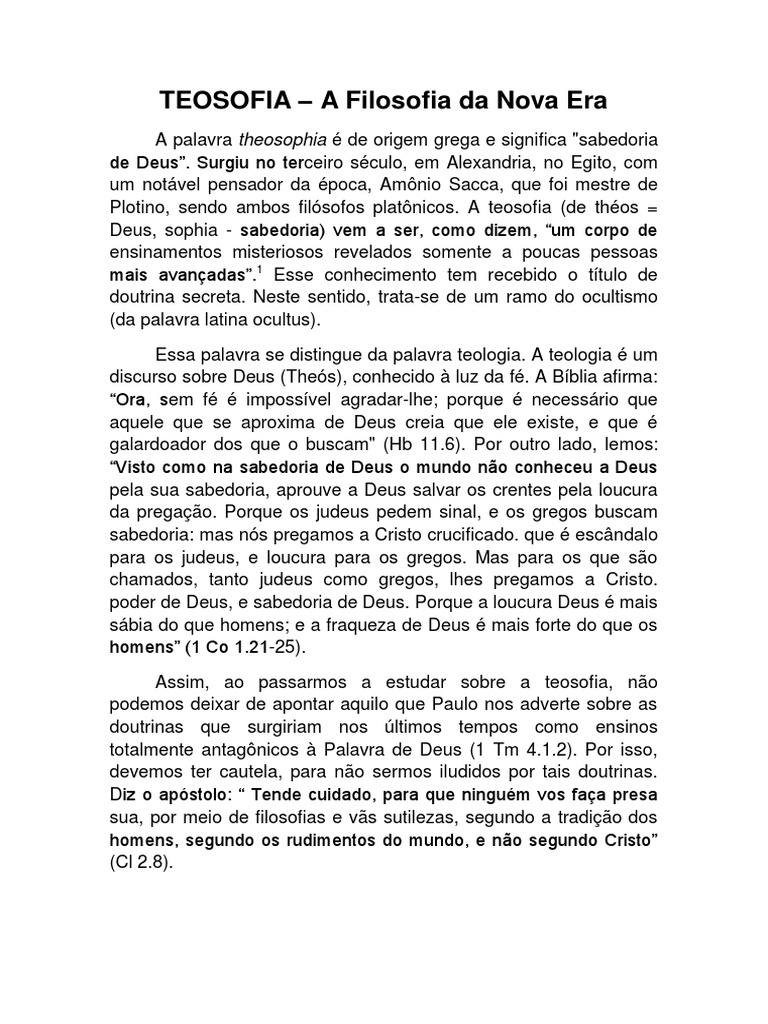 A Teosofia: Origens, Ensinos e Principais Representantes | PDF ...