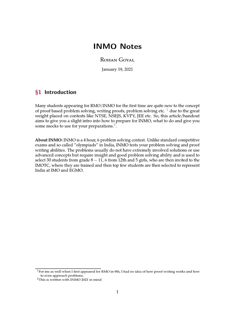 INMO Notes | PDF | Triangle | Elementary Geometry