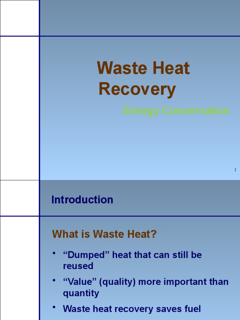 Lecture 7 Waste Heat Recovery | PDF | Heat Exchanger | Furnace