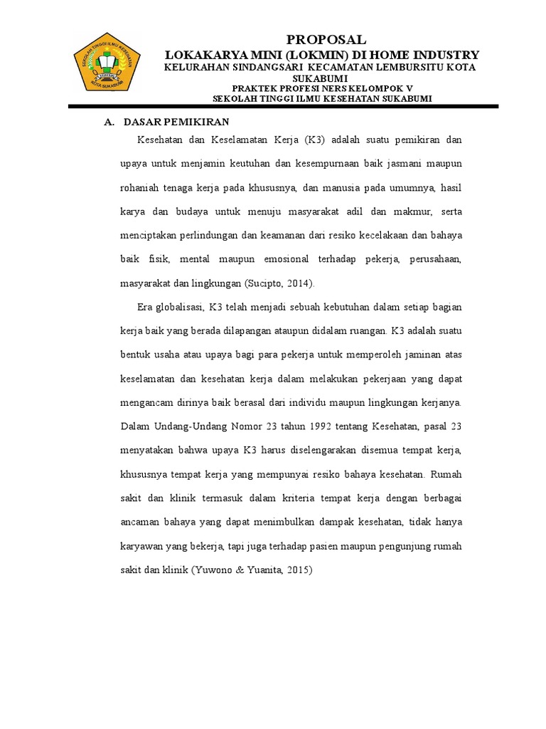 Proposal Lokmin (K3) Kelompok 5 | PDF | Bisnis